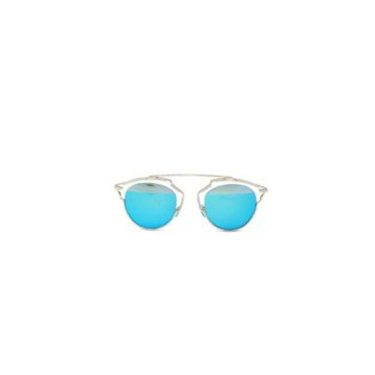 So Real Blue and Silver Aviator Sunglasses For Sale at 1stDibs