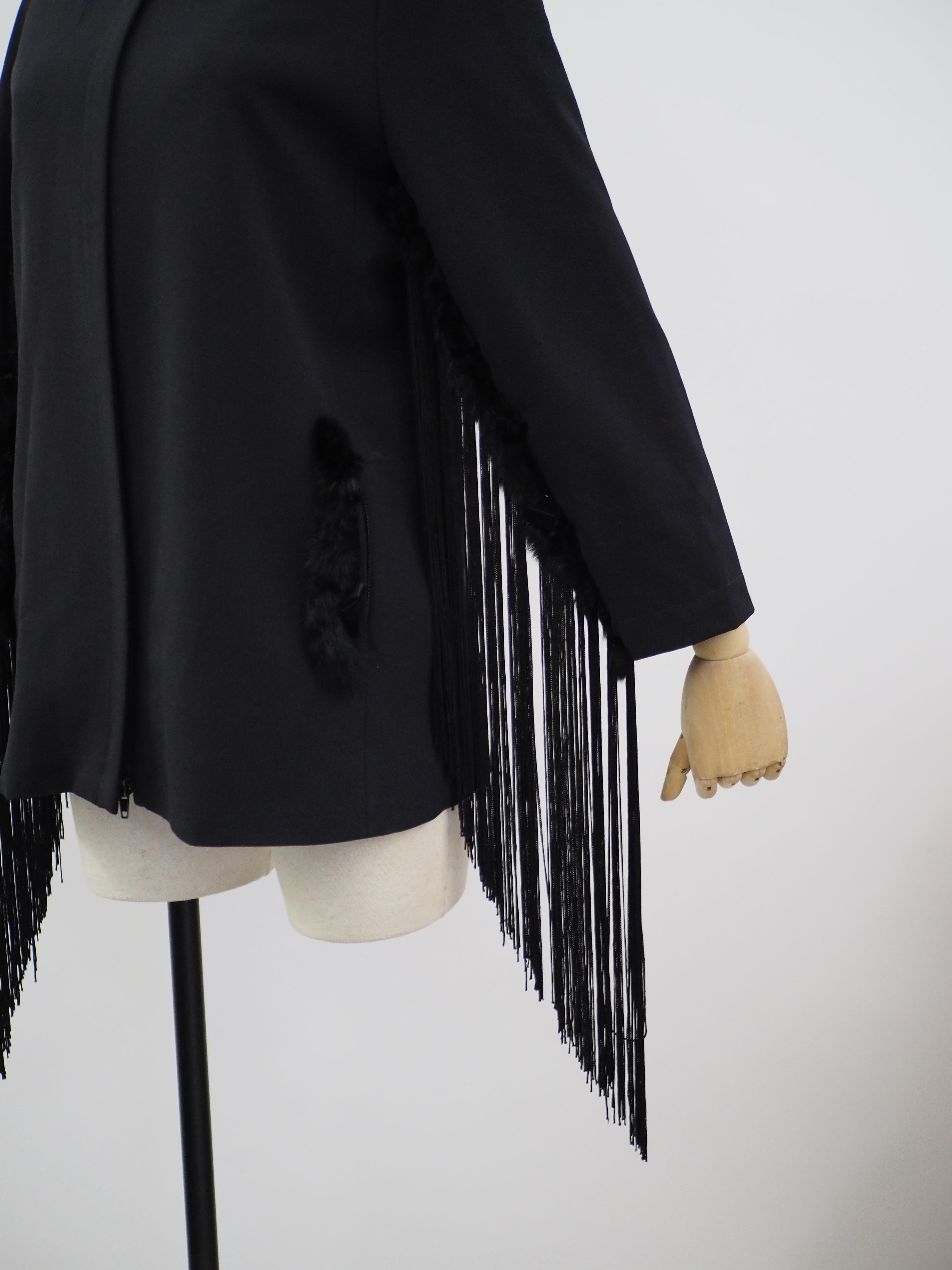 Soab Black fringes jacket For Sale at 1stDibs
