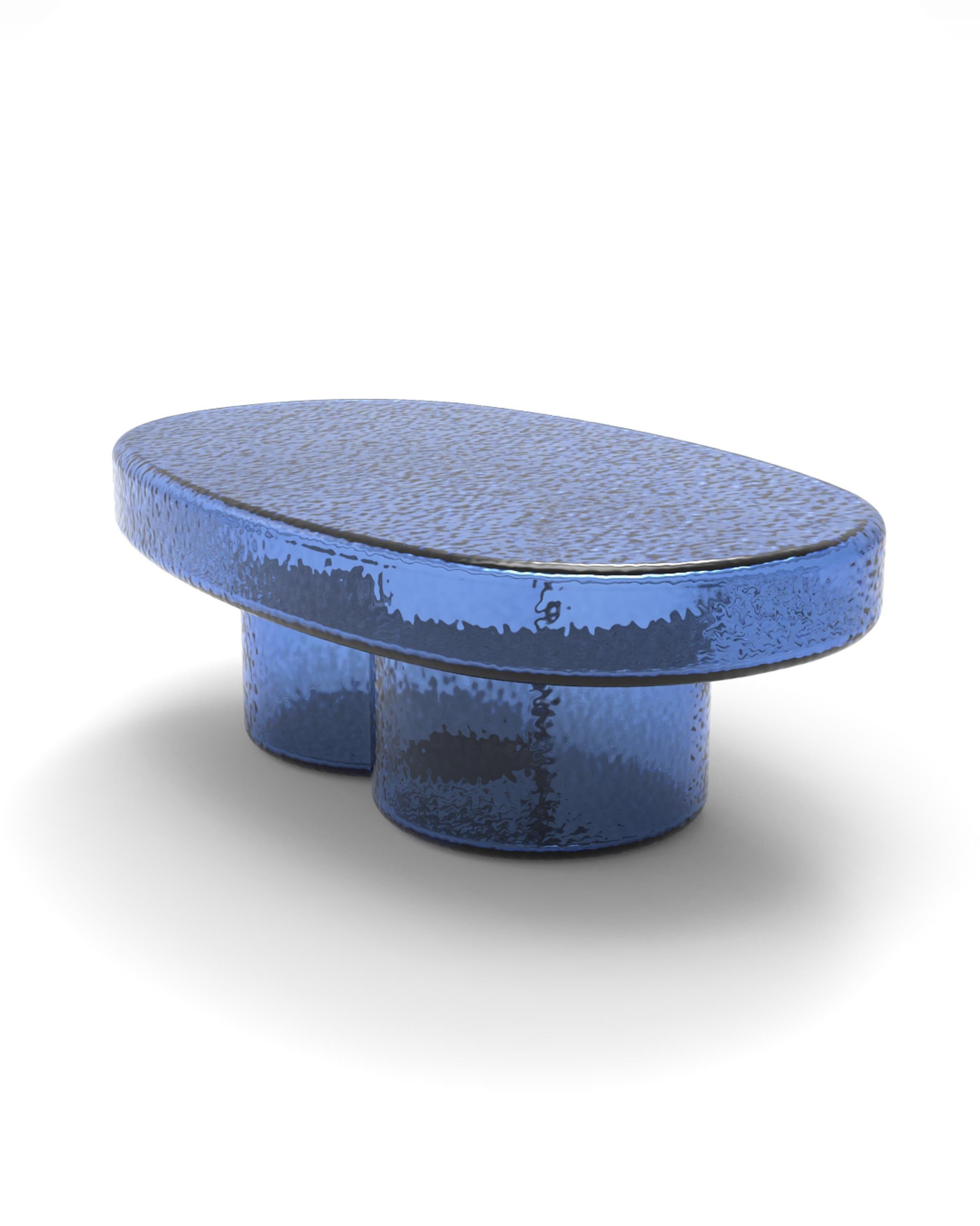 Tavolino ovale in vetro di Murano soffiato a soda in petrolio da ...