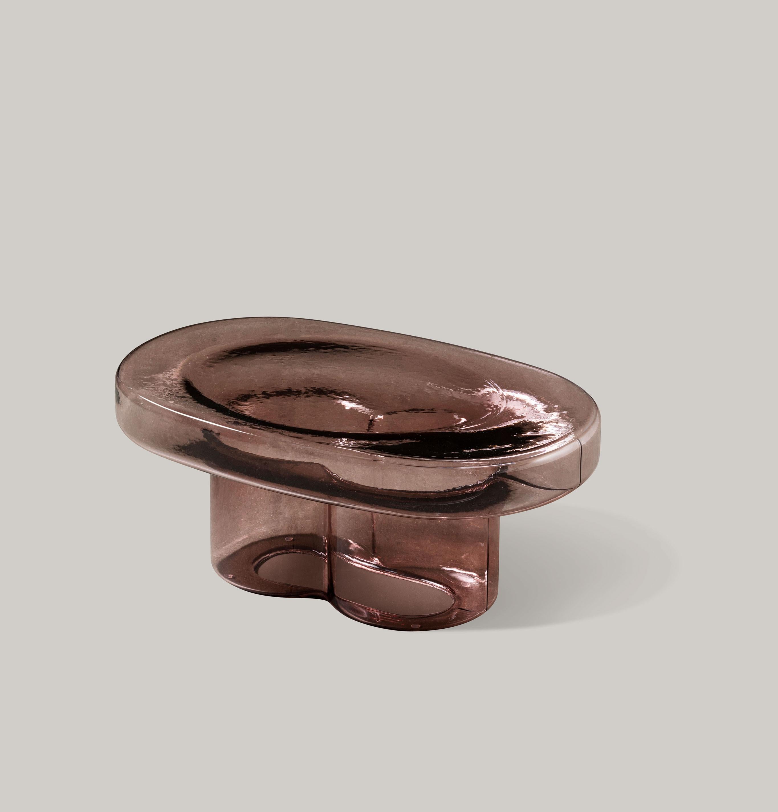 Soda Blown Murano Glass Oval Coffee Table in Petrol by Yiannis Ghikas ...
