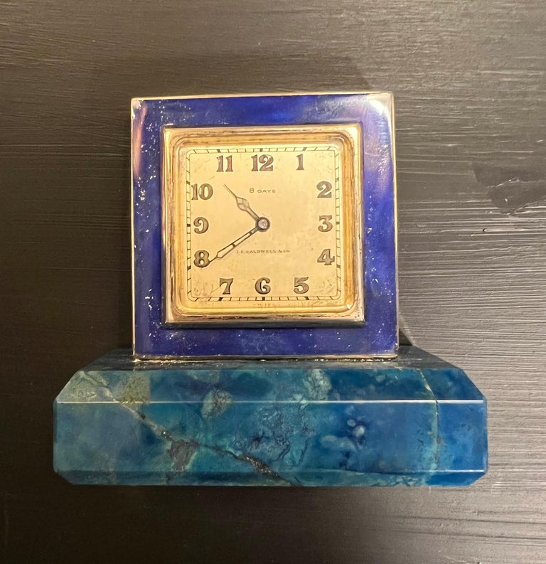 Sodalite and Lapis w/ Trimmed Sterling Silver Desk Clock by J.E ...