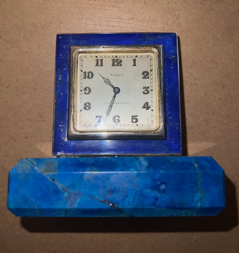 Sodalite and Lapis w/ Trimmed Sterling Silver Desk Clock by J.E ...