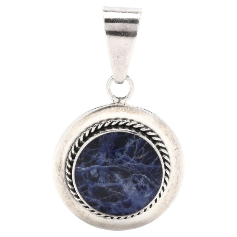 Sodalite Pendant, Sterling Silver, Blue Stone, Mexican Silver For Sale ...