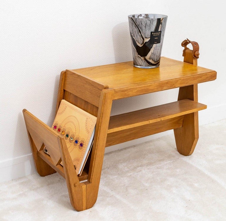 Sofa End Table, Waxed Light Oak, Design Guillerme and Chambron, circa ...