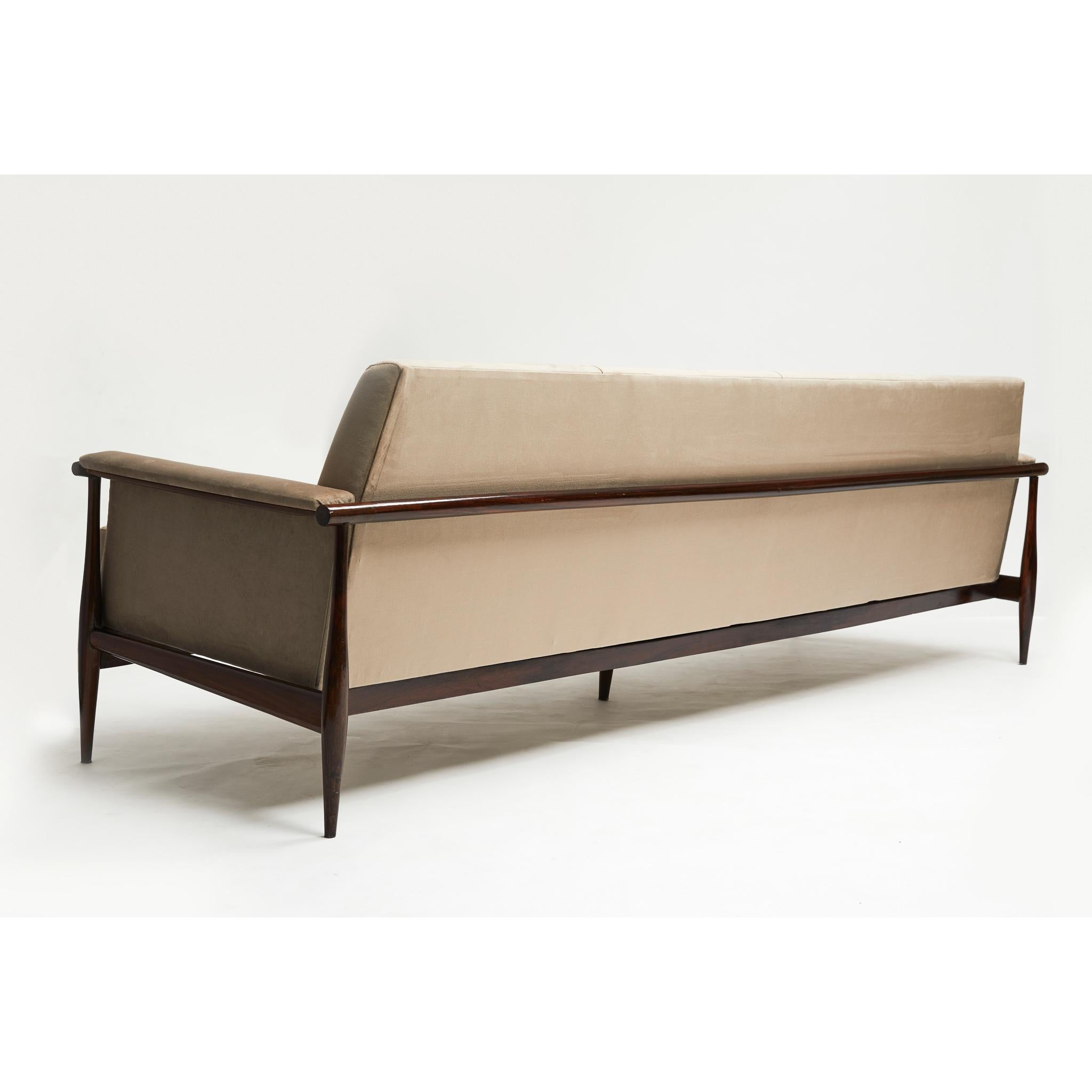 Brazilian Modern Sofa in Hardwood and Beige Suede by Liceu de Artes ...