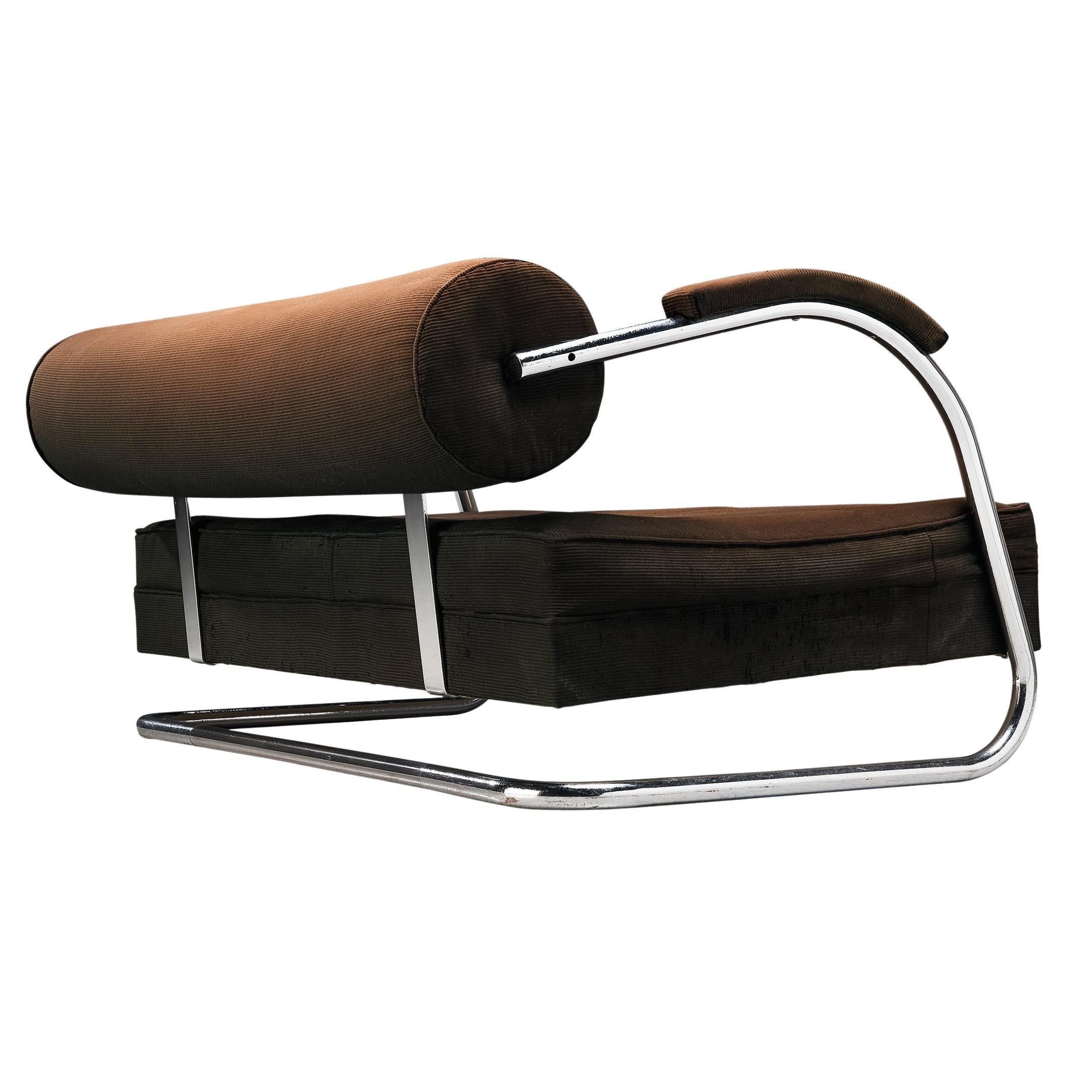 Sofa with Tubular Frame and Brown Upholstery For Sale at 1stDibs