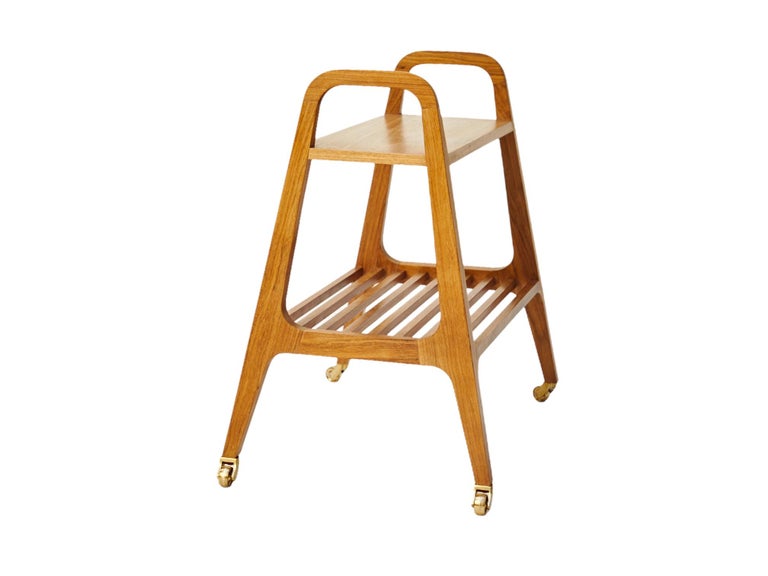 SOFO Tea Trolley in Freijo Wood with Red Glass Tray, in Stock For Sale ...