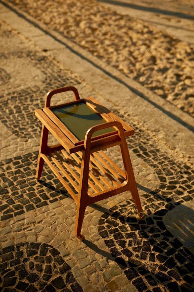 SOFO Tea Trolley in Freijo Wood with Red Glass Tray, in Stock For Sale ...