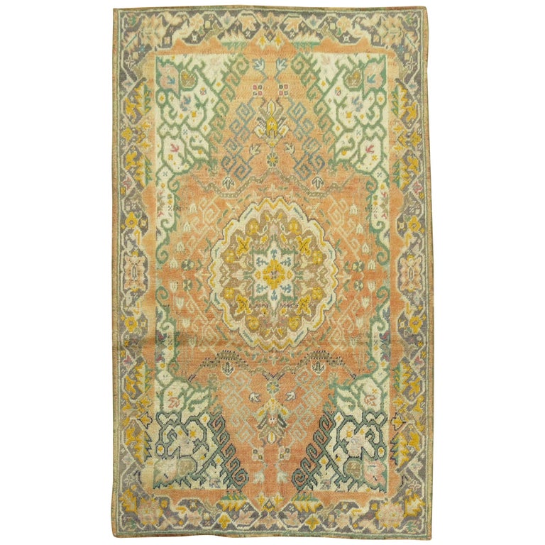 Soft Orange Oushak Rug For Sale at 1stDibs