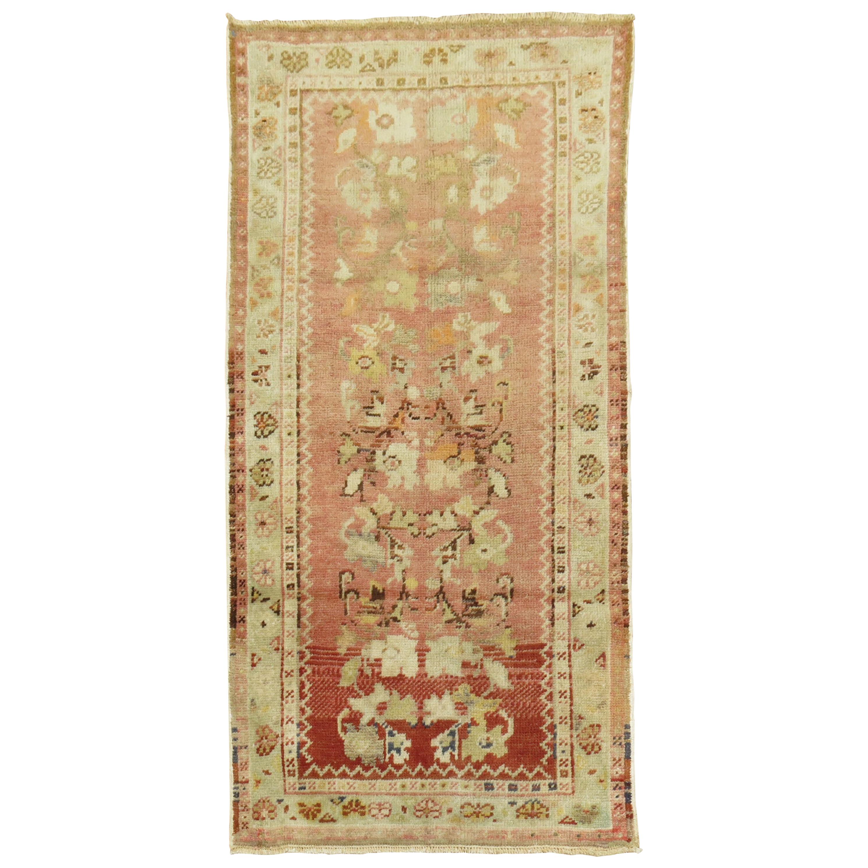Pink Silk Turkish Rug For Sale at 1stDibs