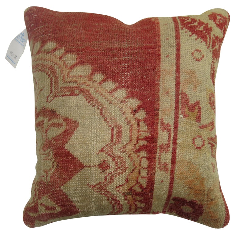 Soft Red Traditional Turkish Rug Pillow For Sale at 1stDibs