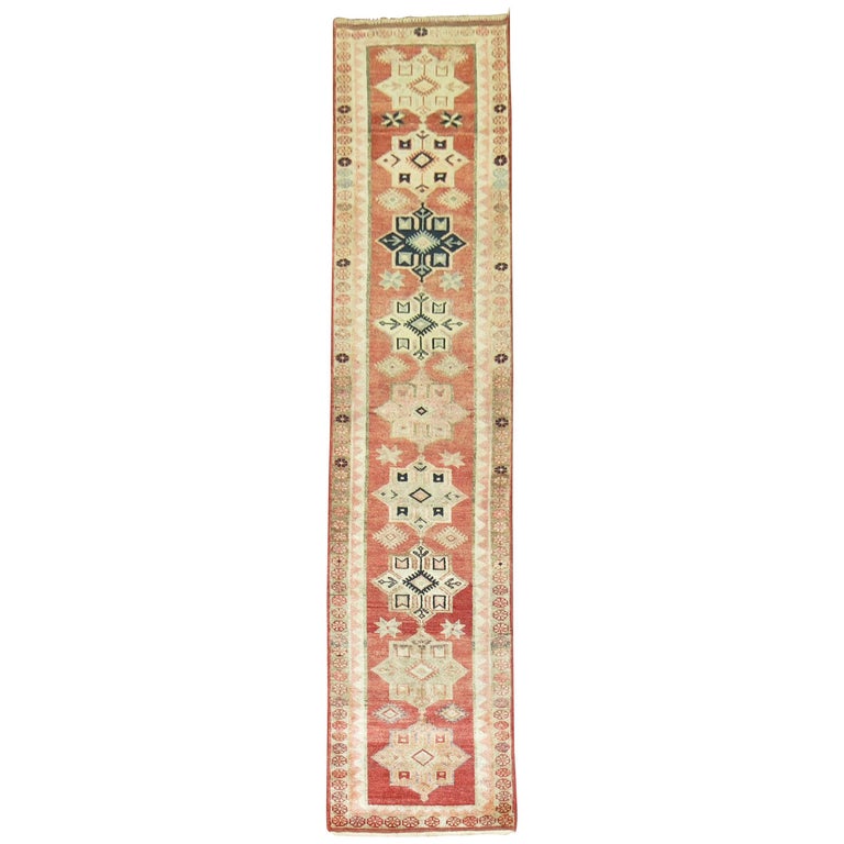 Soft Red Turkish Anatolian Runner For Sale at 1stDibs