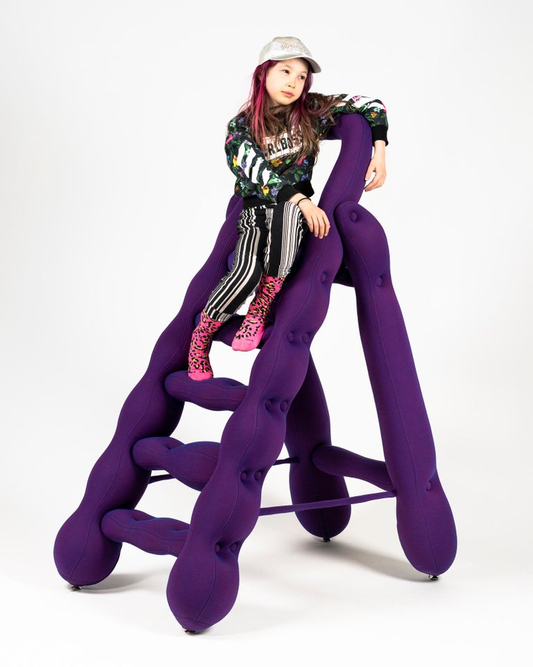 Soft Upholstered and Textile Covered 'Fat' Ladder in Blueberry Purple ...