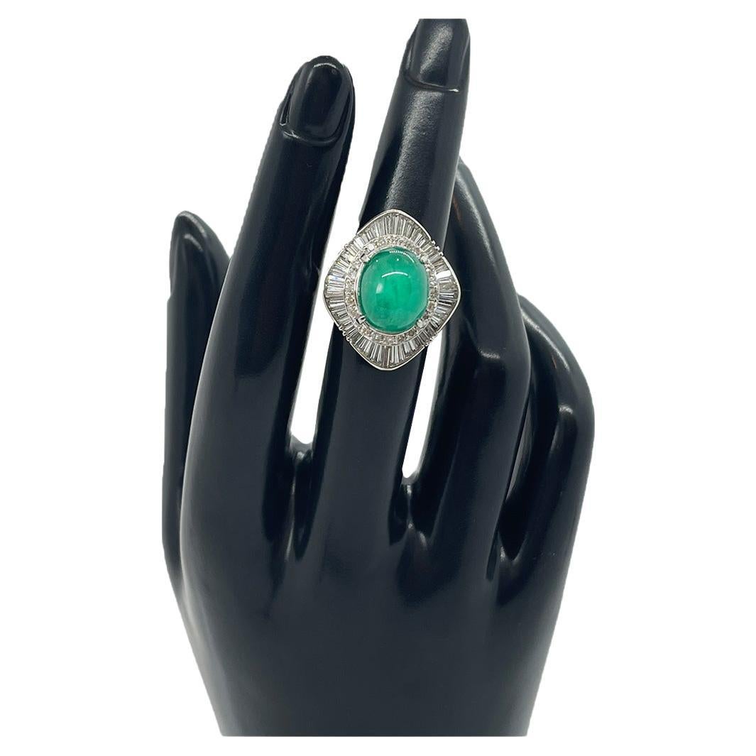 Greek Key pattern style Diamond Emerald Turquoise Cocktail Ring For ...