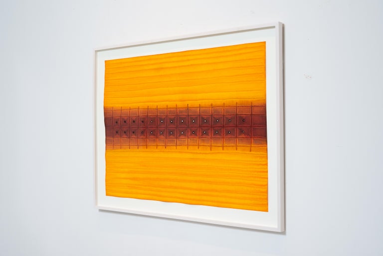 Sohan Qadri - Vibrant saffron yellow abstract ink and dye painting on ...
