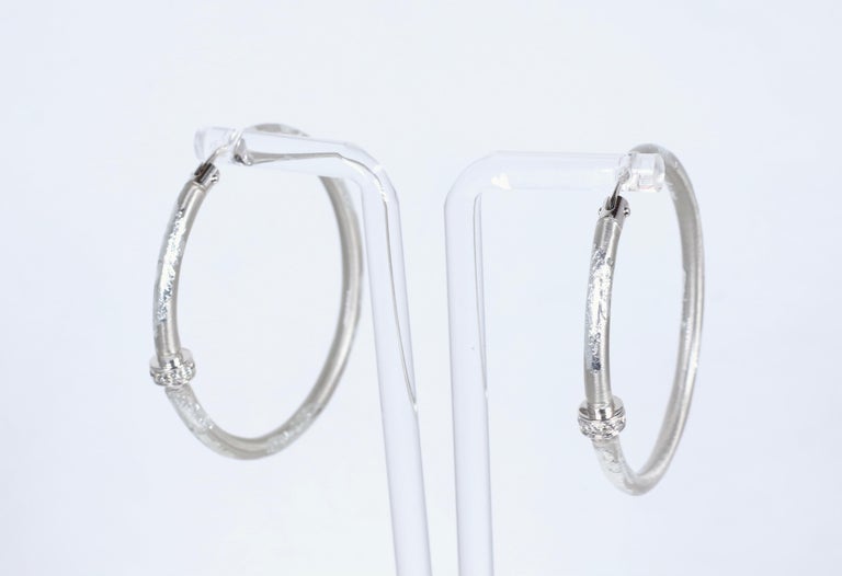 Soho Sterling Silver and Diamond Enamel Hoops For Sale at 1stDibs