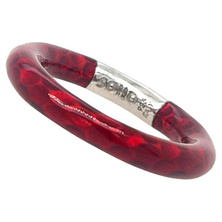 Soho Sterling Silver and Red Enamel Ring For Sale at 1stDibs