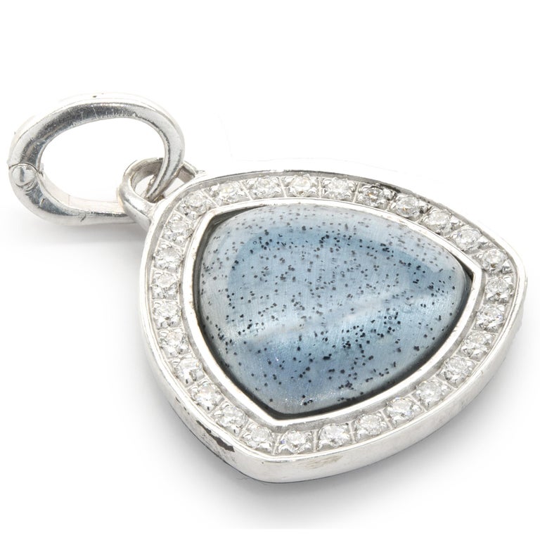 Soho Sterling Silver Turquoise Resin and Diamond Triangle Drop Pendant ...
