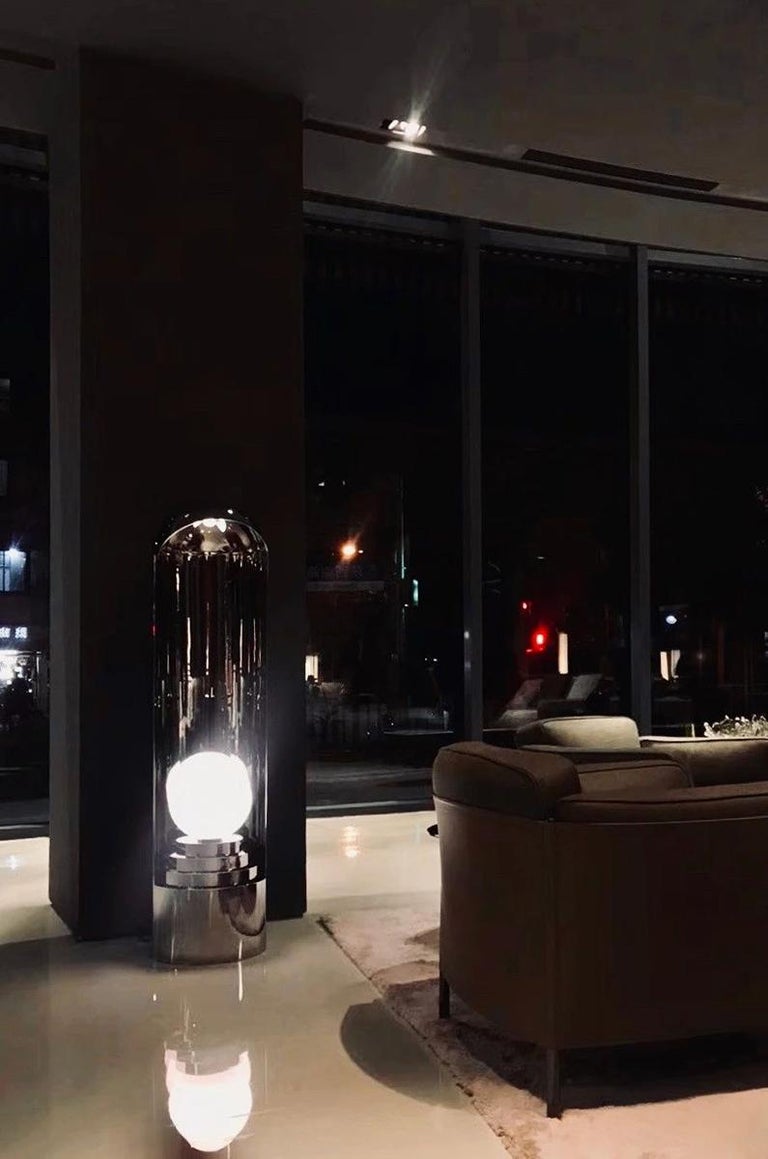 Sol Sanctuary Floor Lamp with Hand-Blown Opaline Bulb For Sale at 1stDibs