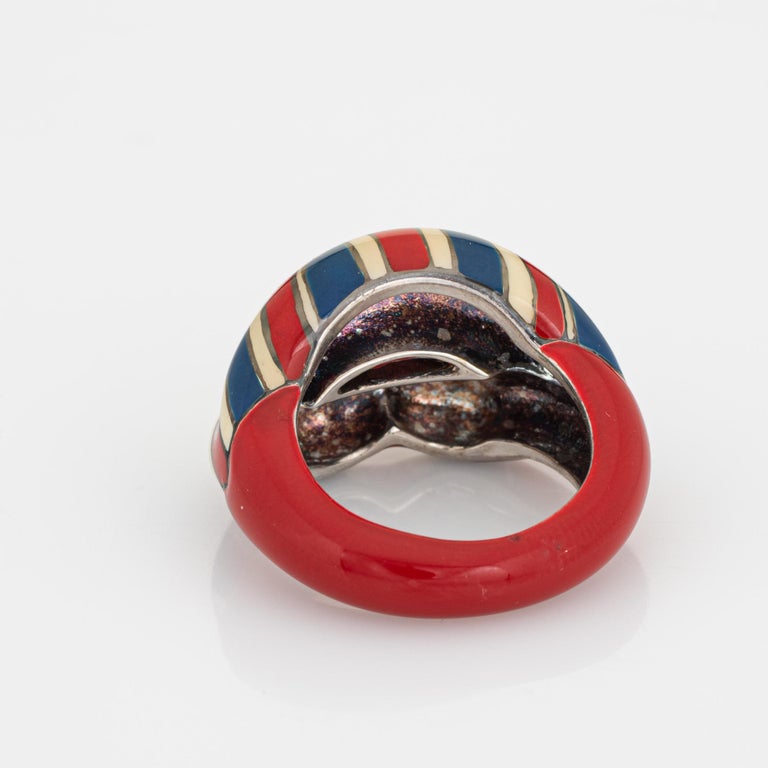 Solange Azagury Partridge Union Jack Hot Lips Ring 5.5 Sterling Silver ...