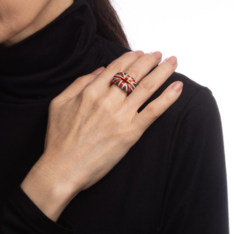 Solange Azagury Partridge Union Jack Hot Lips Ring 5.5 Sterling Silver ...