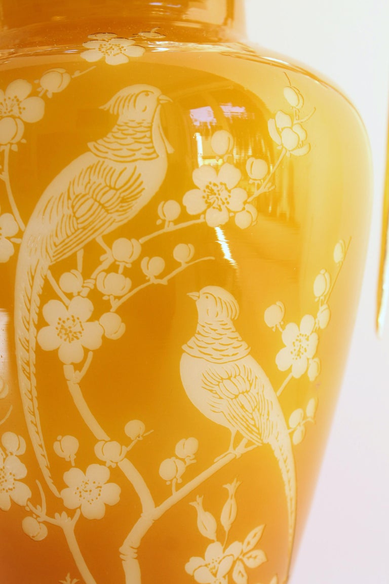 Soleil _ French Cameo Glass Signed Two Handle Vase Silver Mounted ...