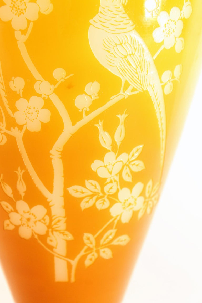 Soleil _ French Cameo Glass Signed Two Handle Vase Silver Mounted ...