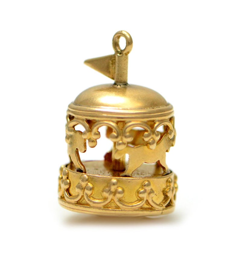 Solid 10 Karat Yellow Gold Carousel Pendant or Charm 3.0g For Sale at ...