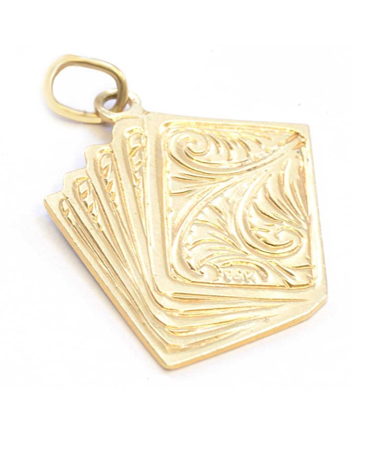 Solid 14 Karat Yellow Gold and Enamel Playing Cards Pendant 2.5g at ...
