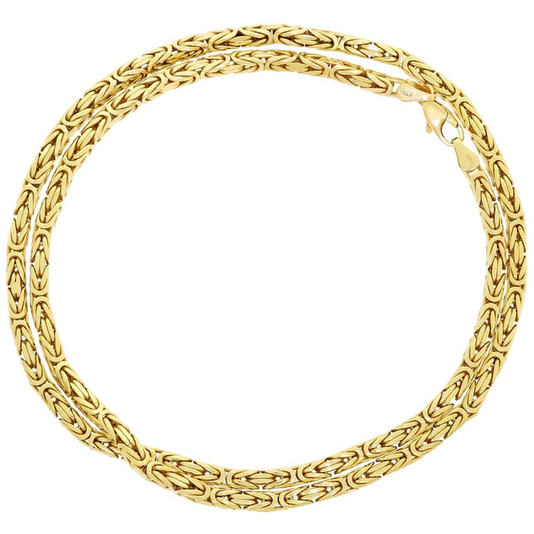 Solid 14K Yellow Gold Square Byzantine Chain Necklace Heavy 61.9Gr 24 ...