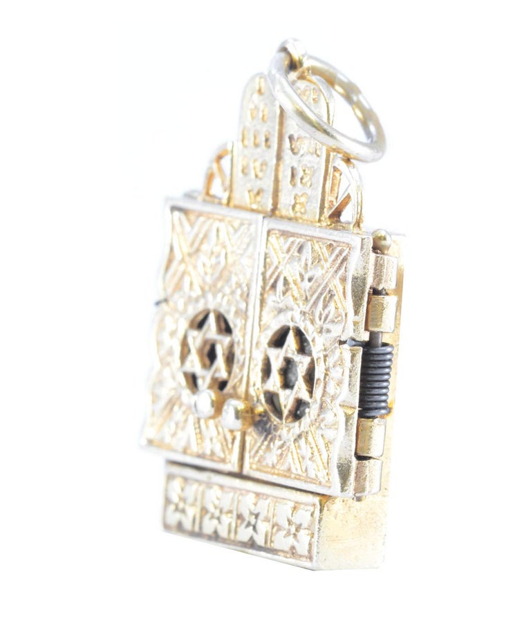Solid 14 Karat Yellow Gold Star of David Locket Pendant with Torah 7.1g ...