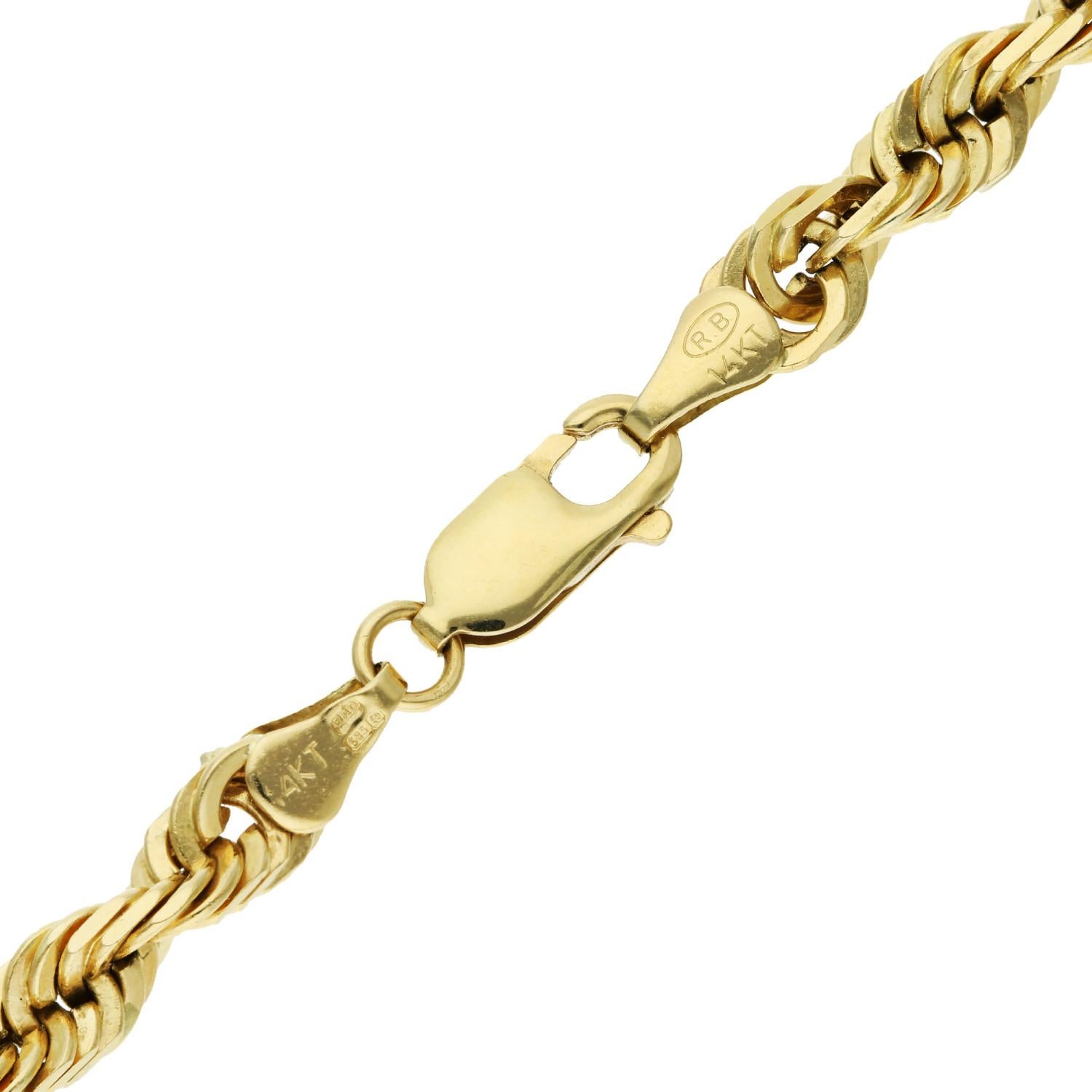 Solid 14ct Yellow Gold 26Inch Rope Chain 59.60g For Sale at 1stDibs