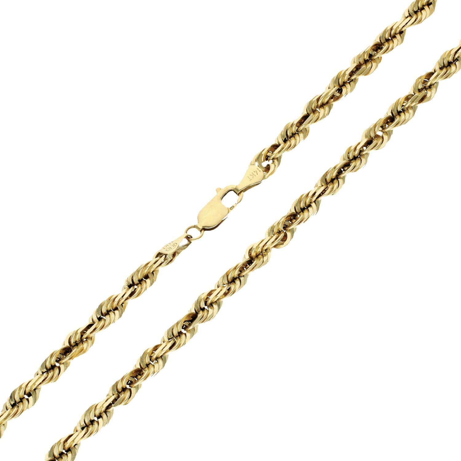 Solid 14ct Yellow Gold 26Inch Rope Chain 59.60g For Sale at 1stDibs