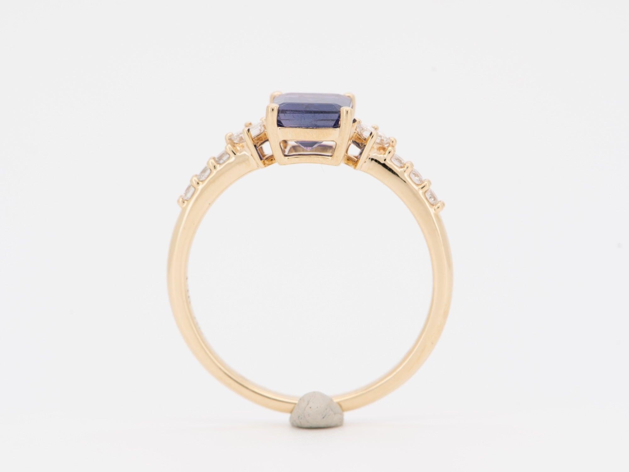 Solid 14K Gold Engagement Ring with 1.32ct Bi-Color Blue Purple ...