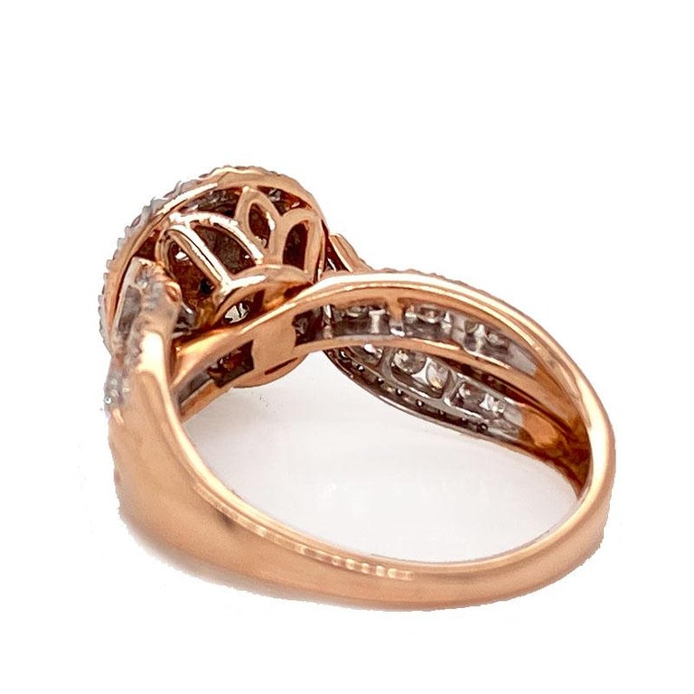 Solid 14 Karat Rose Gold Genuine Champagne and White Diamond Cluster ...
