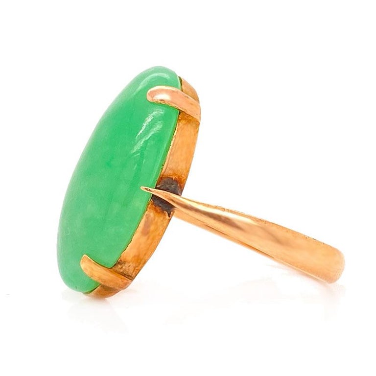 Solid 14 Karat Rose Gold Jade Ring 6.1g at 1stDibs