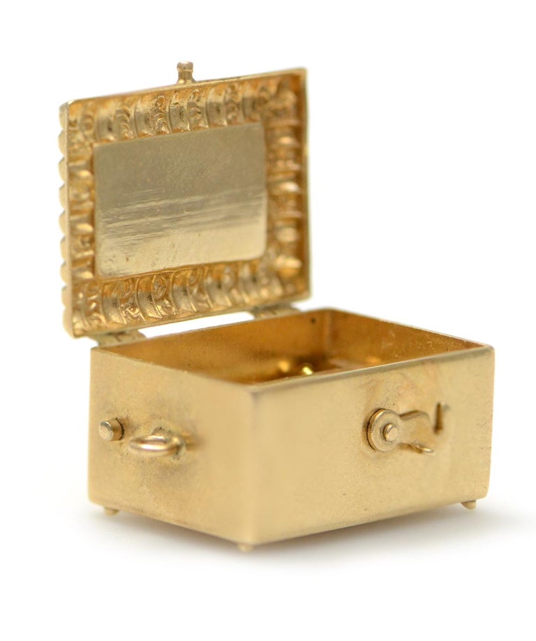 Solid 14 Karat Yellow Gold Music Box Charm / Pendant 7.9g at 1stDibs