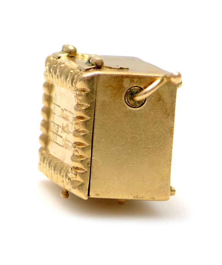 Solid 14 Karat Yellow Gold Music Box Charm / Pendant 7.9g at 1stDibs