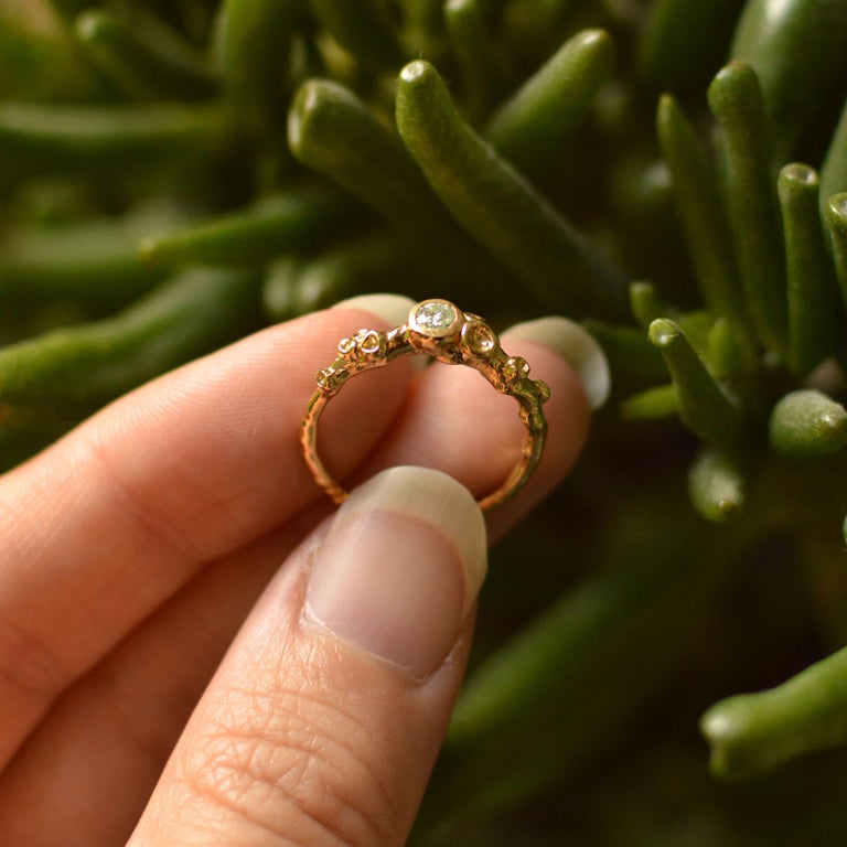 Solid 18 Carat Gold Barnacle Diamond Ring By Lucy Stopes-Roe For Sale at 1stDibs
