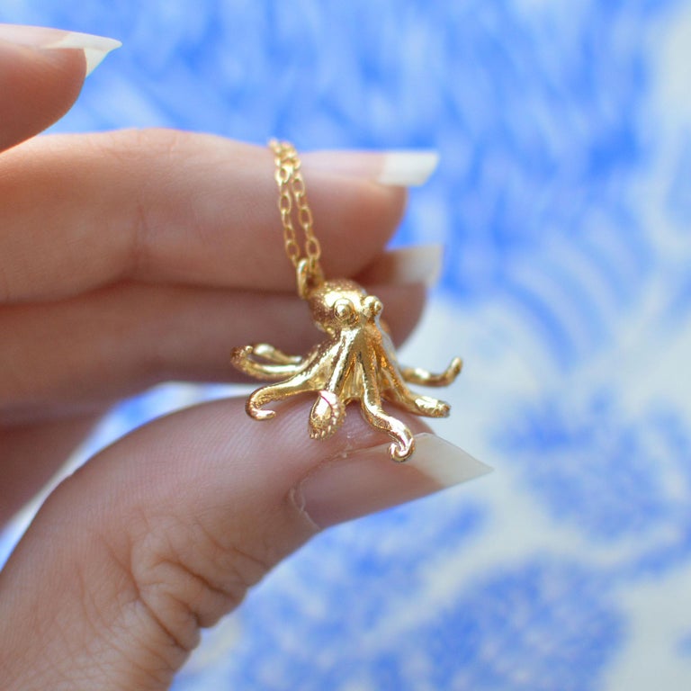Solid 18 Carat Gold Octopus Pendant by Lucy Stopes-Roe For Sale at 1stDibs