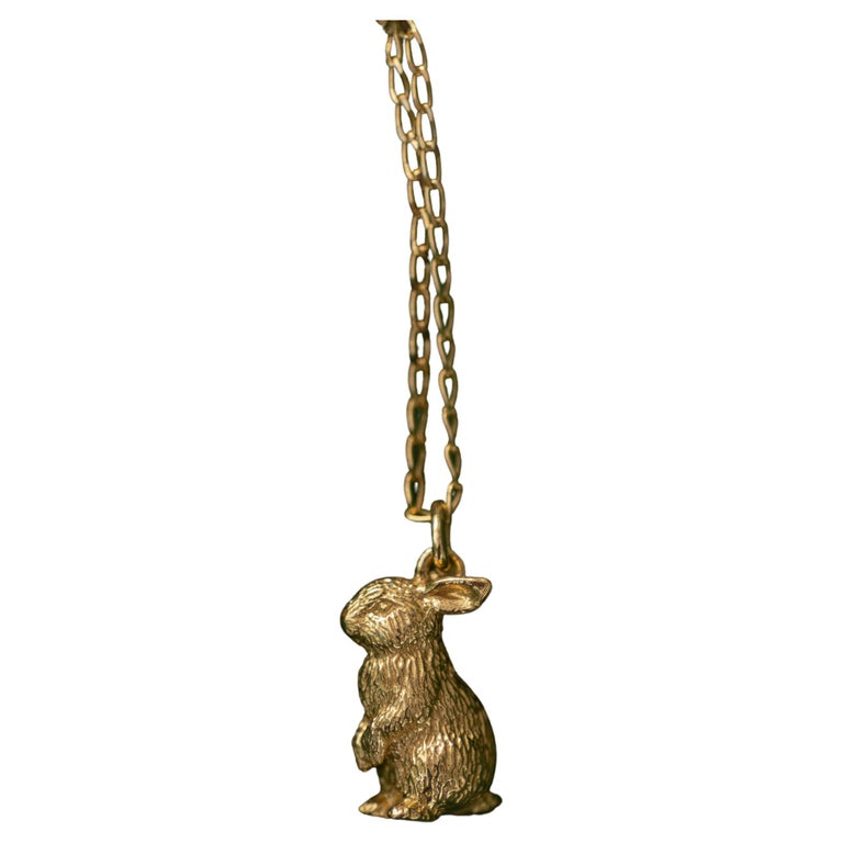 Solid 18 Carat Gold Standing Rabbit Pendant by Lucy Stopes-Roe For Sale ...