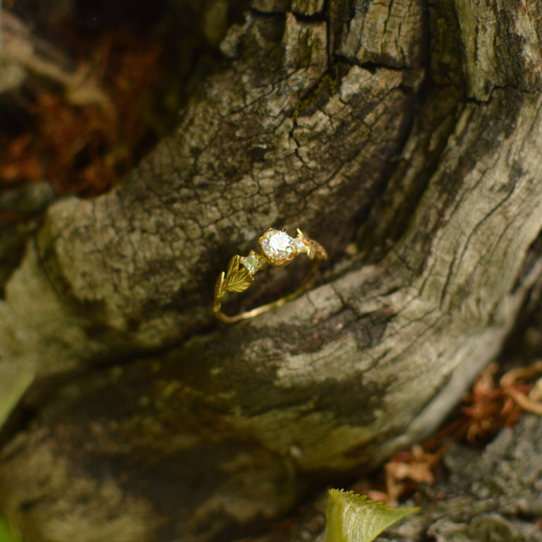 Solid 18 Carat Gold Woodland Diamond Ring by Lucy Stopes-Roe For Sale at 1stDibs