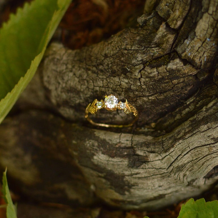 Solid 18 Carat Gold Woodland Diamond Ring by Lucy Stopes-Roe For Sale at 1stDibs