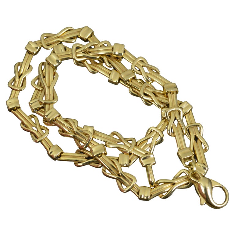 Solid 18 Carat Yellow Gold Kiss Link Necklace Chain For Sale at 1stDibs