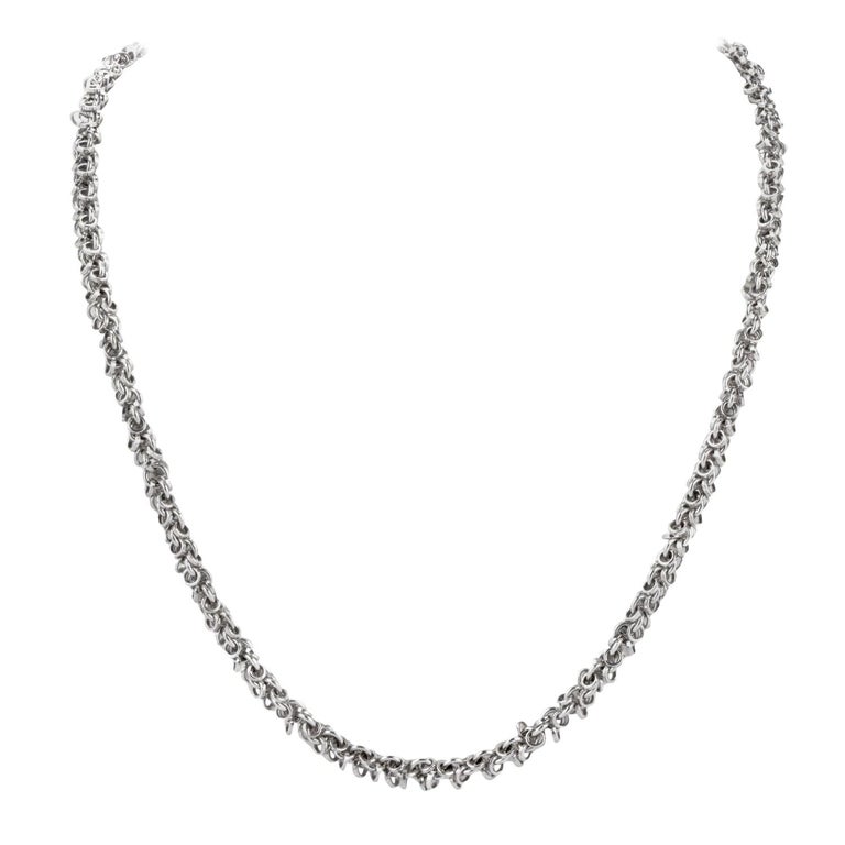 Solid 18 Karat Chain White Gold Link Necklace For Sale at 1stDibs