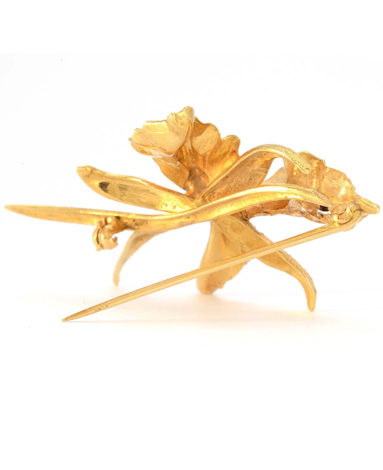 Solid 18 Karat Yellow Gold Genuine Emerald and Ruby Leaf Brooch 10.2g ...