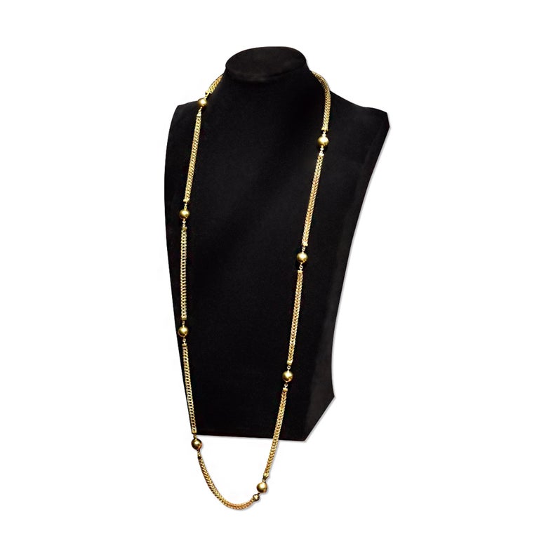 Solid 18k Foxtail Chain Opera Necklace For Sale at 1stDibs