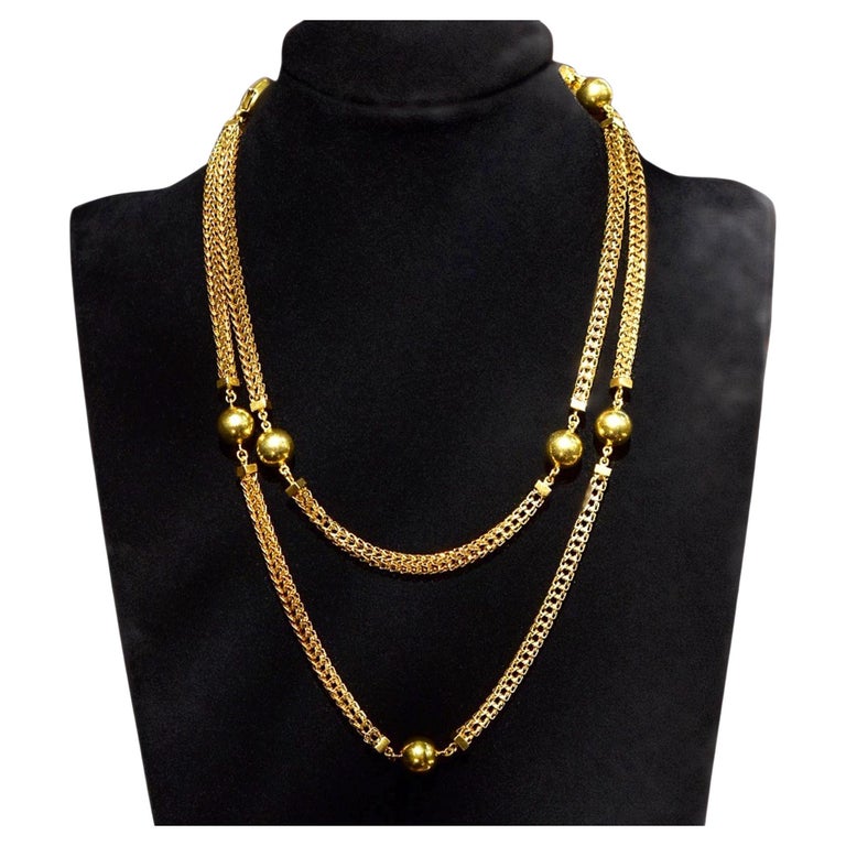 Solid 18k Foxtail Chain Opera Necklace For Sale at 1stDibs