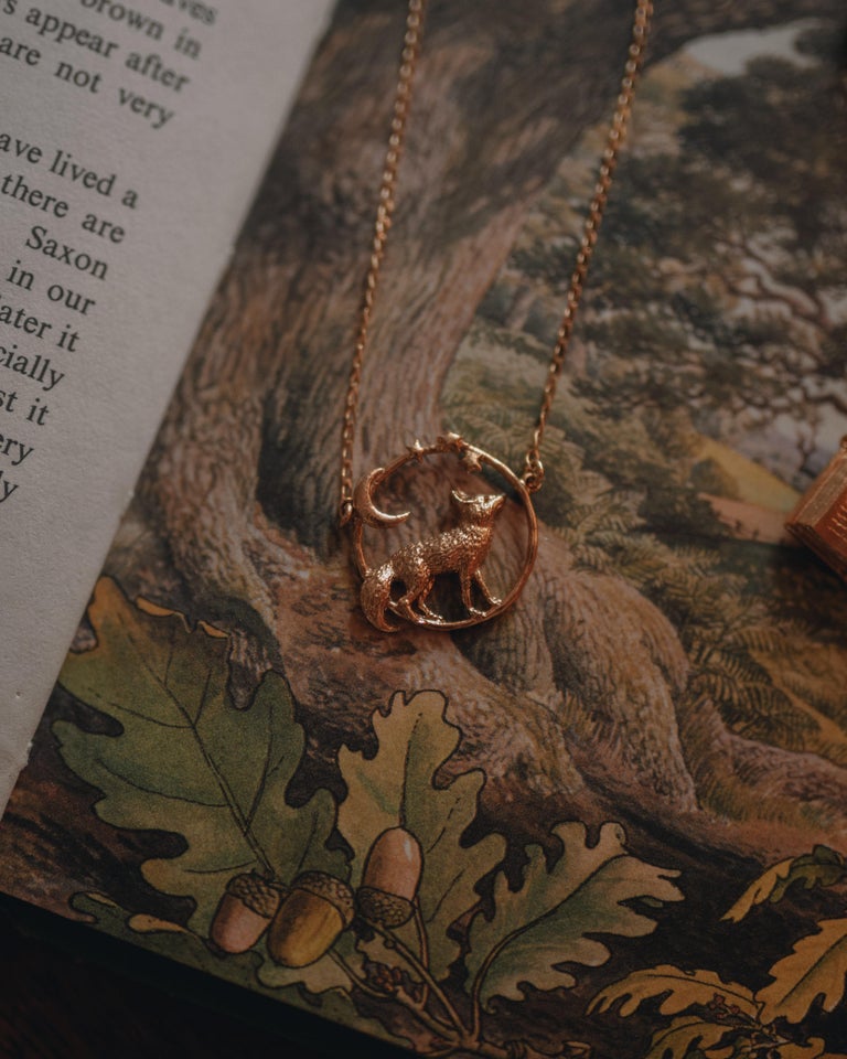 Solid 18k Gold Stargazing Fox Necklace by Lucy Stopes-Roe For Sale at ...