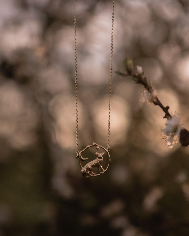 Solid 18k Gold Stargazing Fox Necklace by Lucy Stopes-Roe For Sale at ...